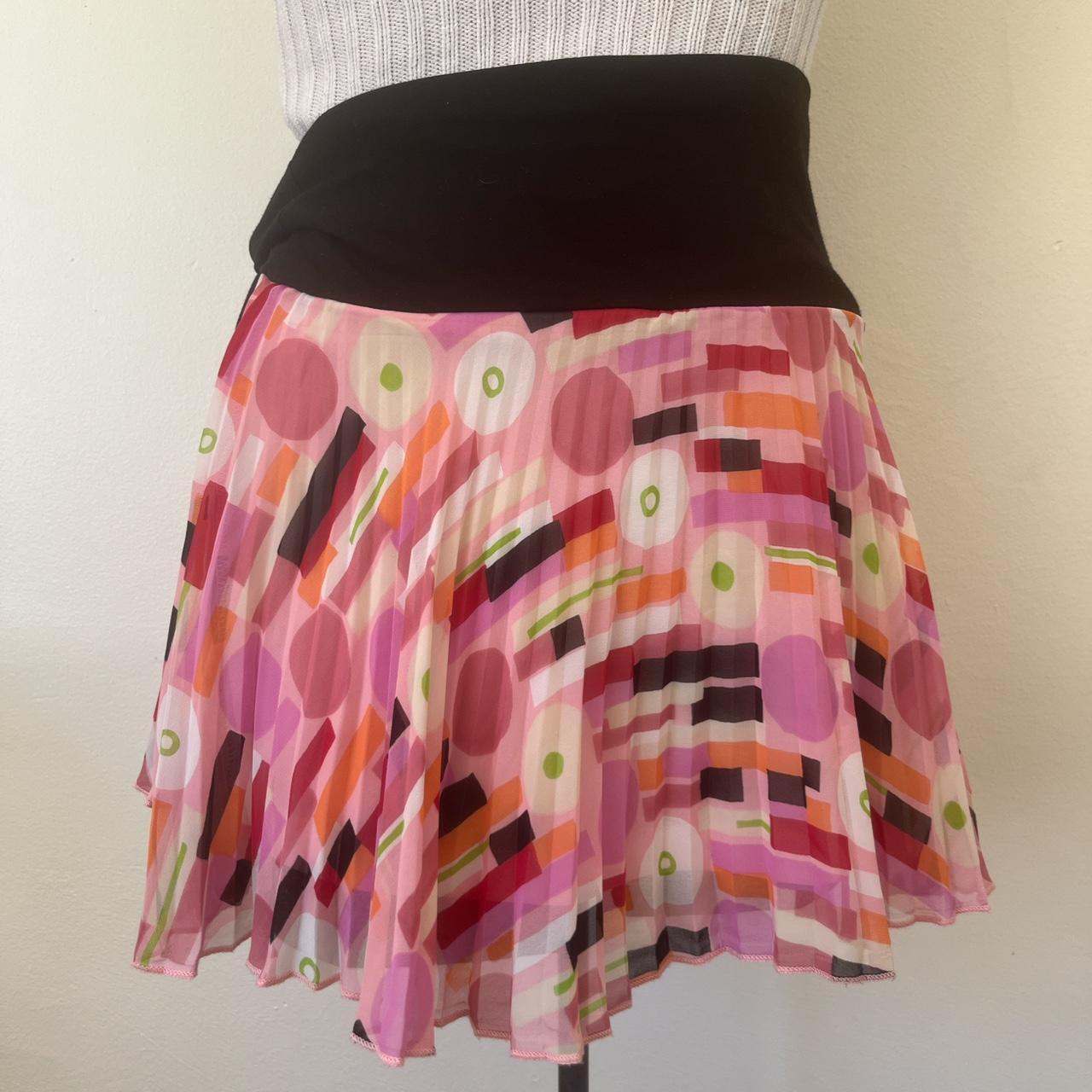 Funky mod print mini skirt with a side tie. This... - Depop