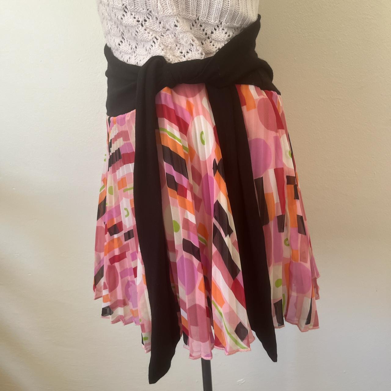 Funky mod print mini skirt with a side tie. This... - Depop