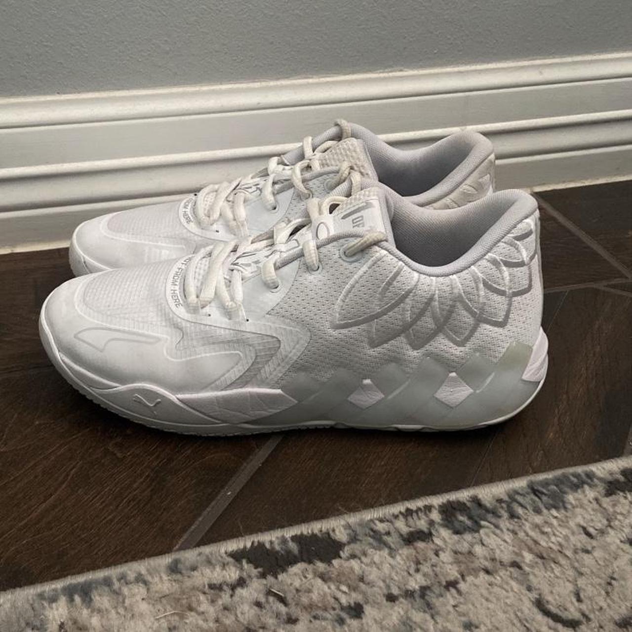 Puma LaMelo Ball MB.01 White Silver. Men’s 9.5 used.... - Depop