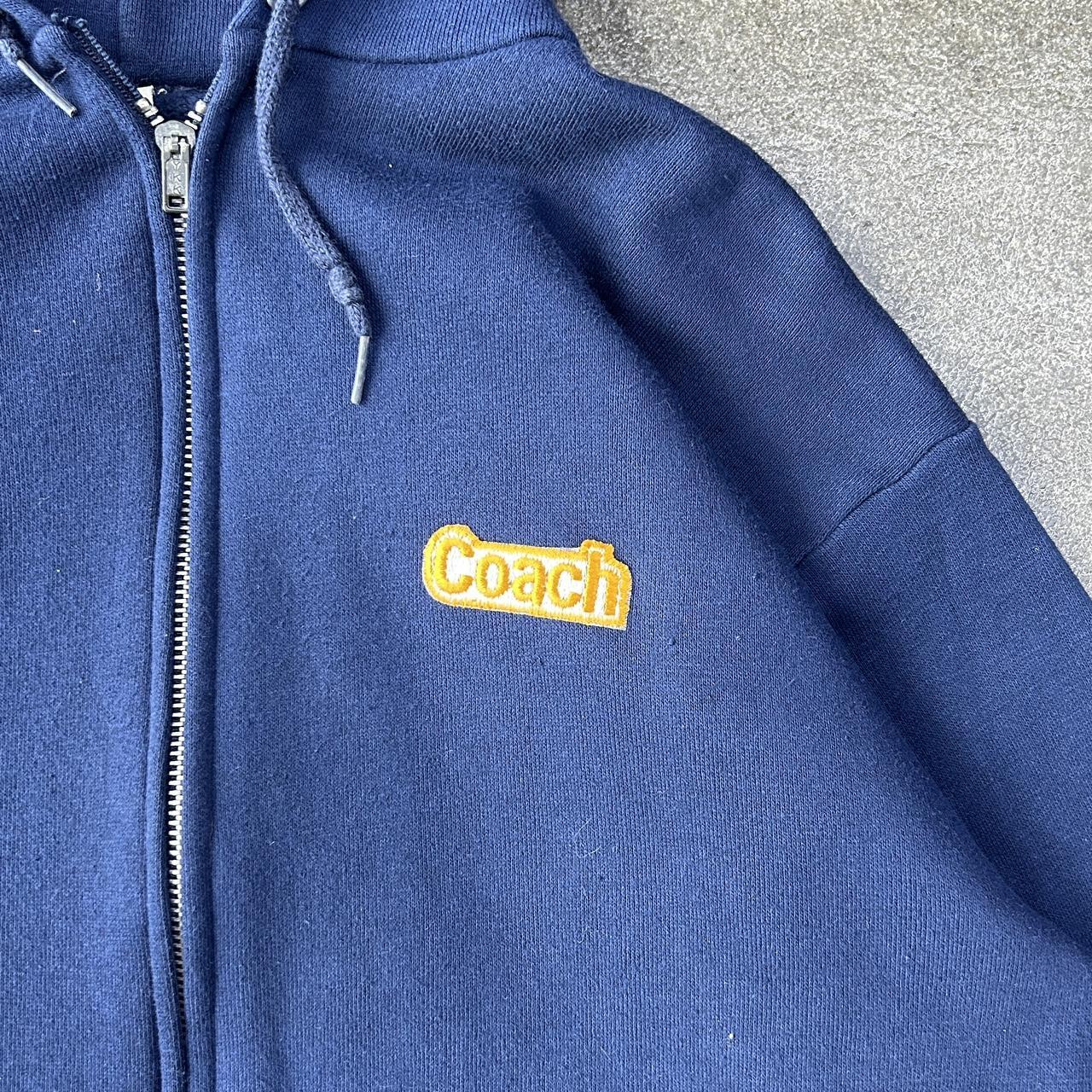 Vintage Navy Coach Zip Up Hoodie Measurements... - Depop