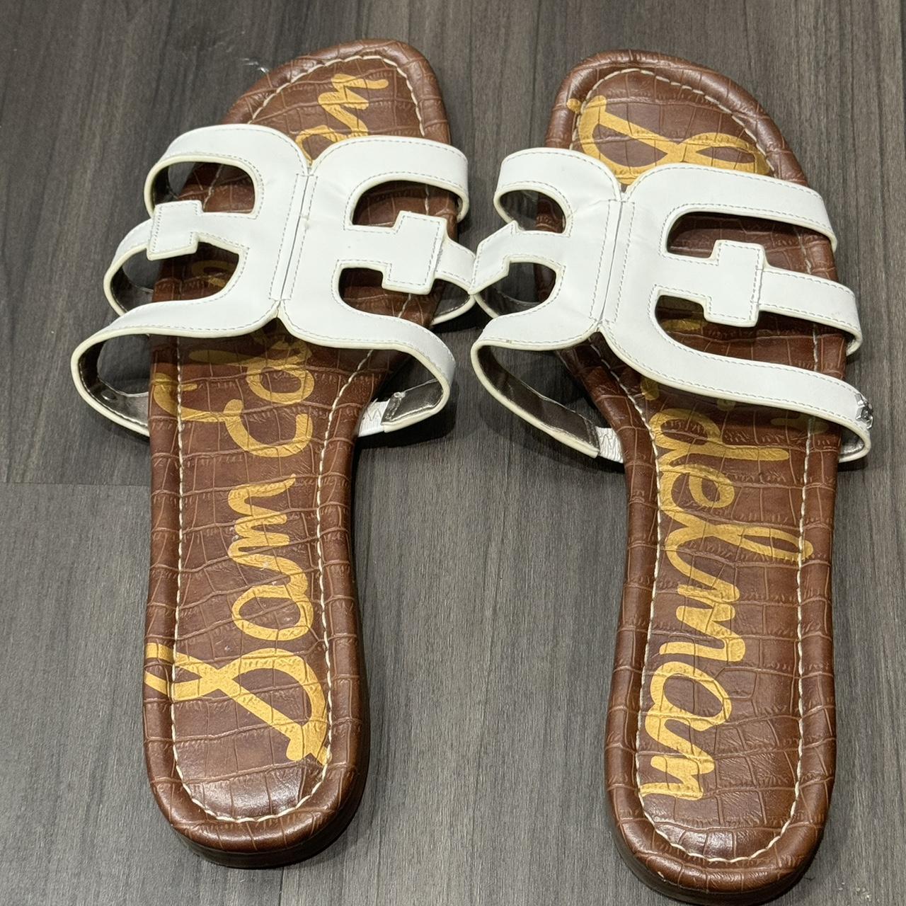 Sam edelman bay slide women white sandals with gold... - Depop