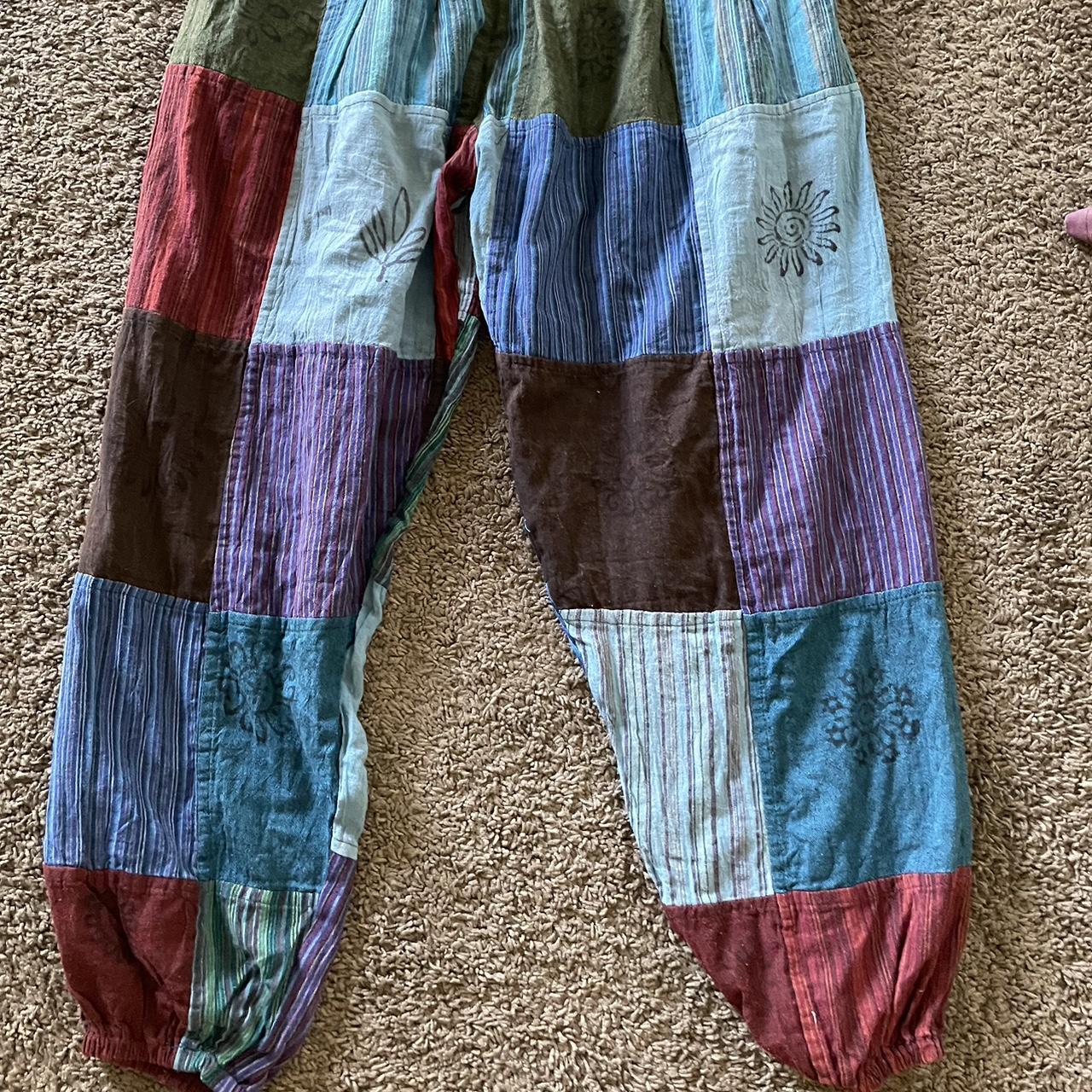 Medium Blue Patchwork Parava Clothing Hippy Pants - Depop