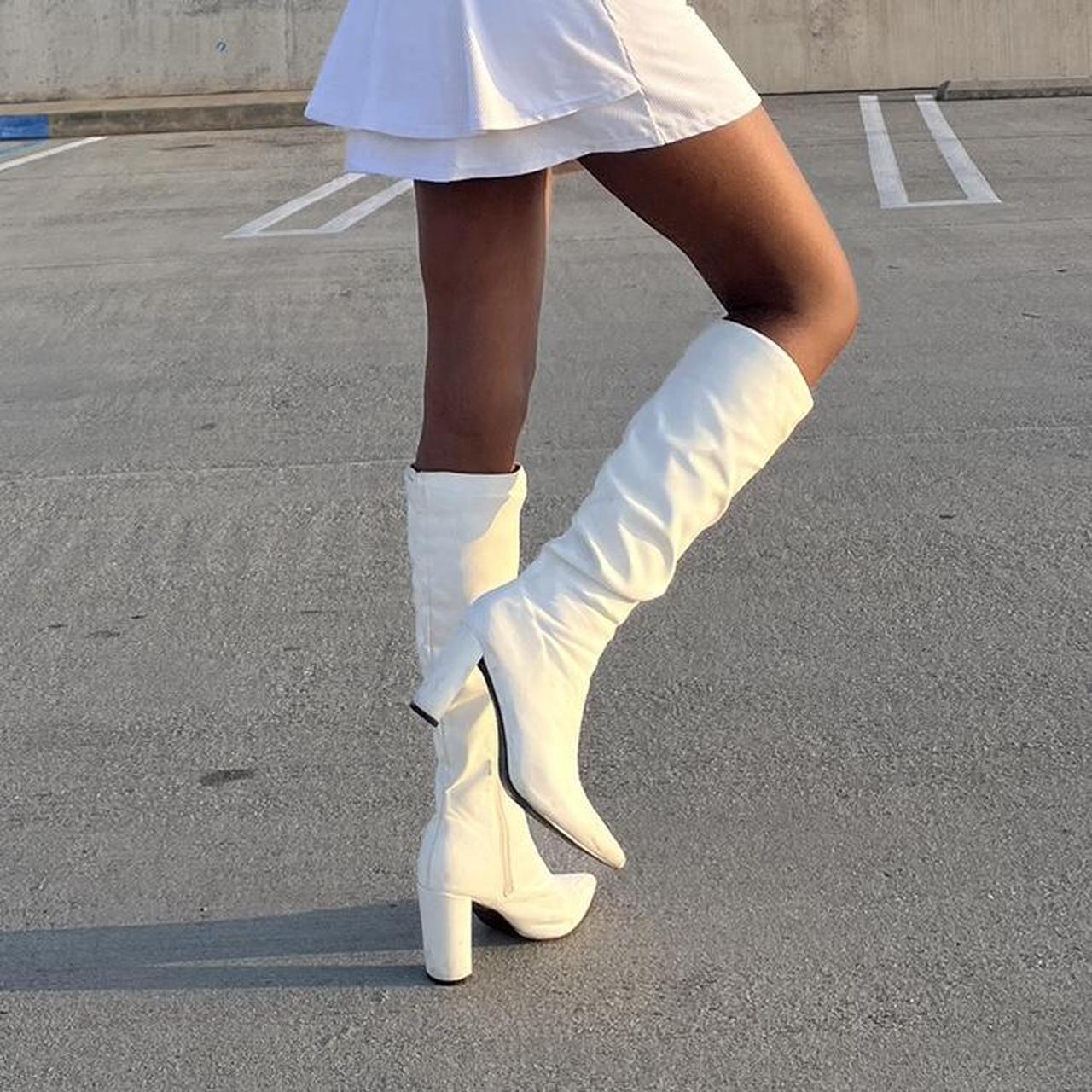 size 9 white go go boots - Depop