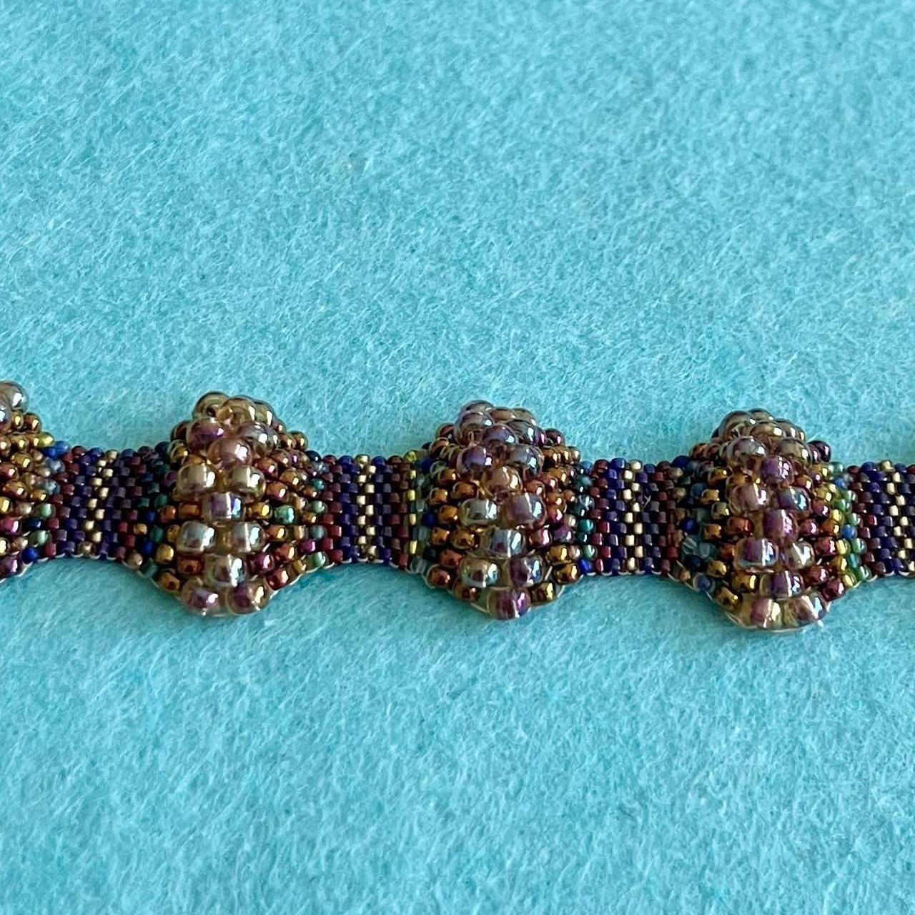 Unique beaded Bracelet, Woven, Flat Peyote Cellini... | Depop