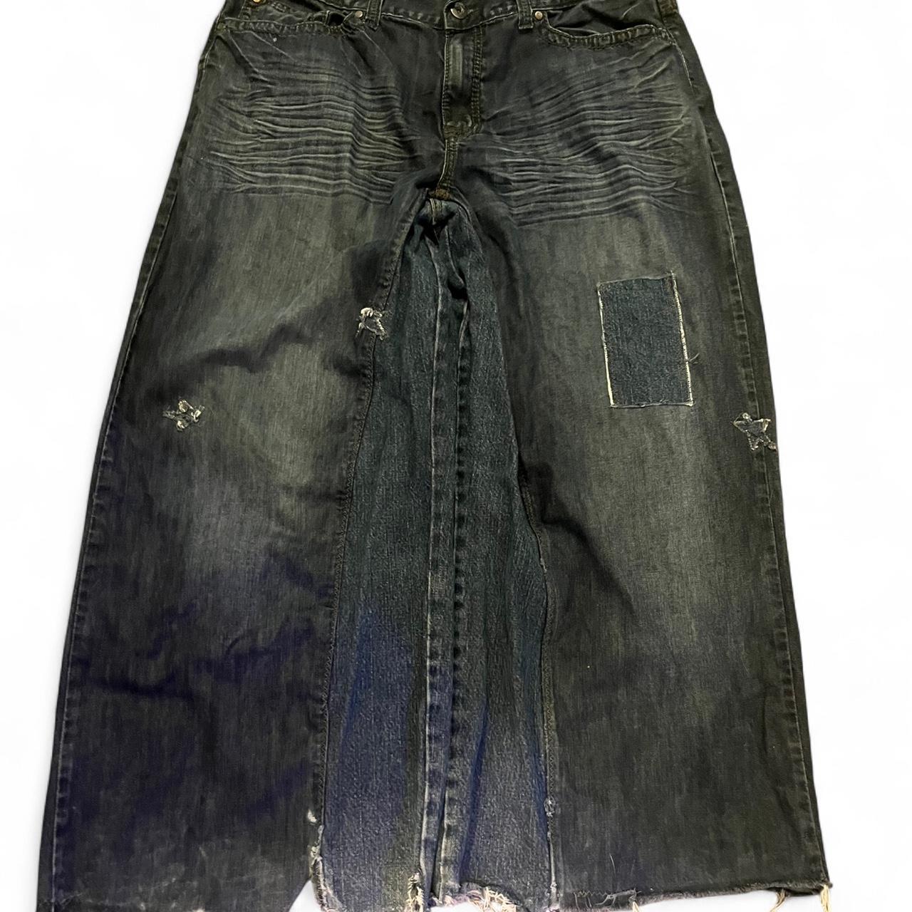 custom wide leg jeans minor tears at the bottom of... | Depop