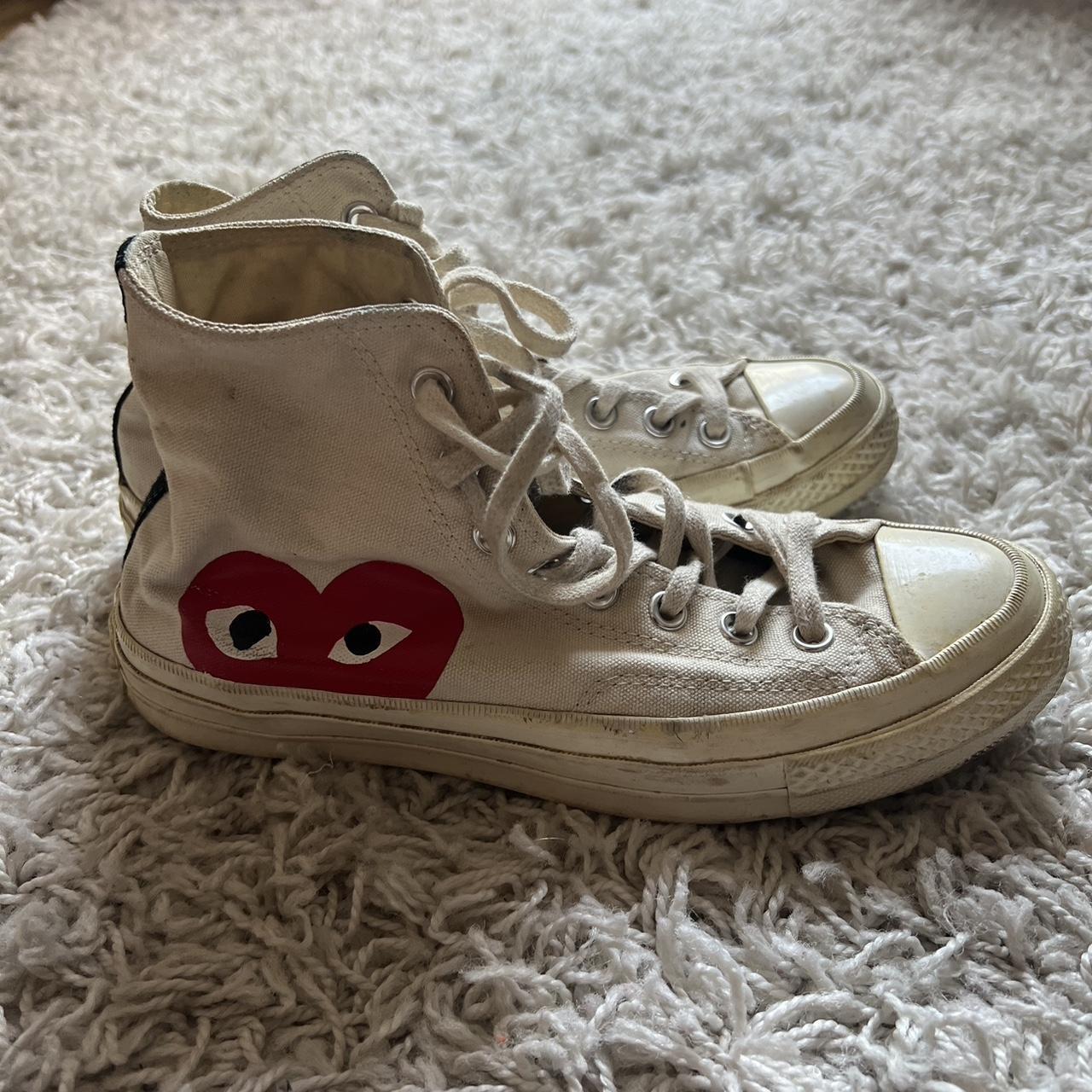 CDG Comme des Garçons converse in cream. - Depop
