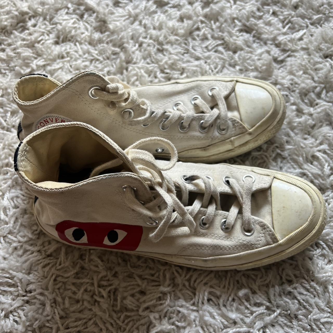 CDG Comme des Garçons converse in cream. - Depop