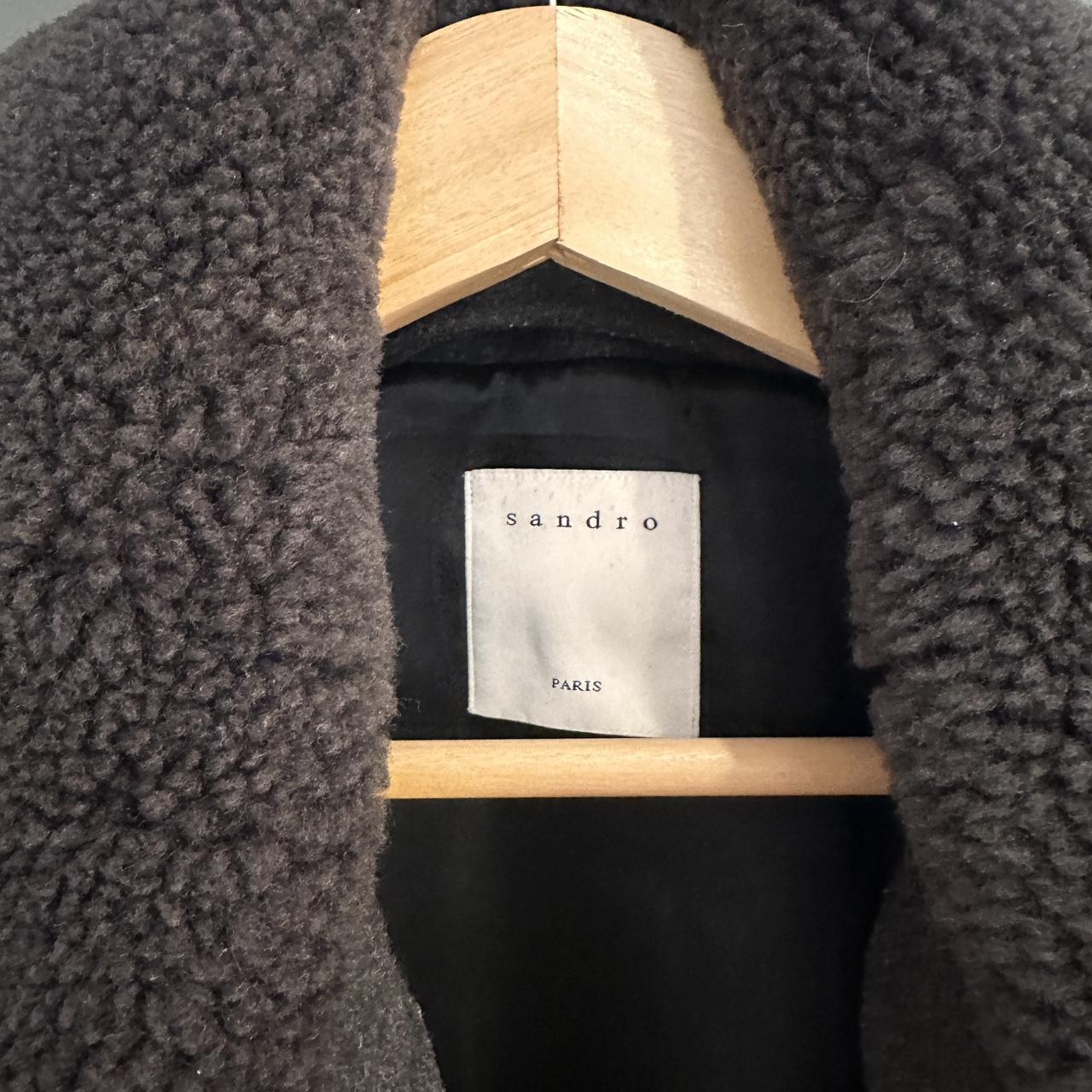 Sandro Shearling Collar Bomber Jacket- Grey- Size... - Depop