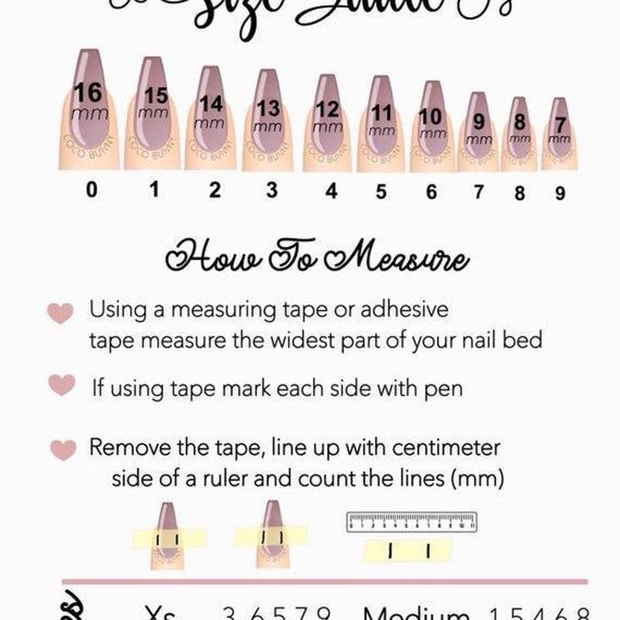Reference nail size chart - how to measure ! DM me... - Depop