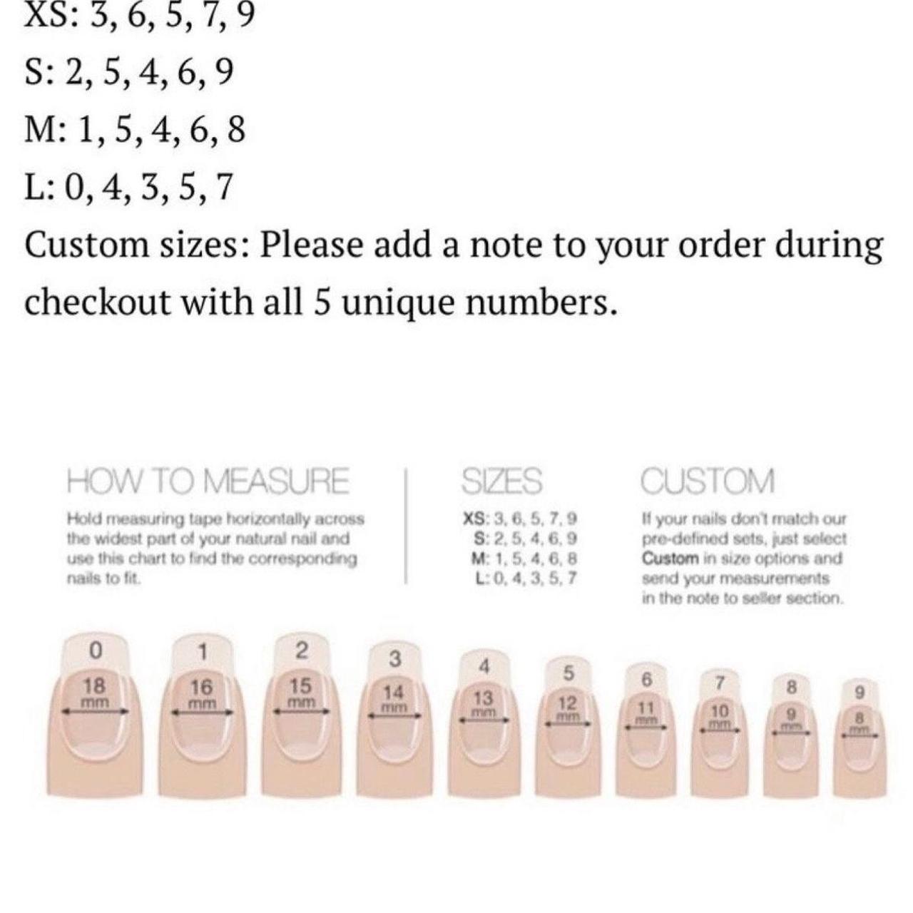 Reference nail size chart - how to measure ! DM me... - Depop