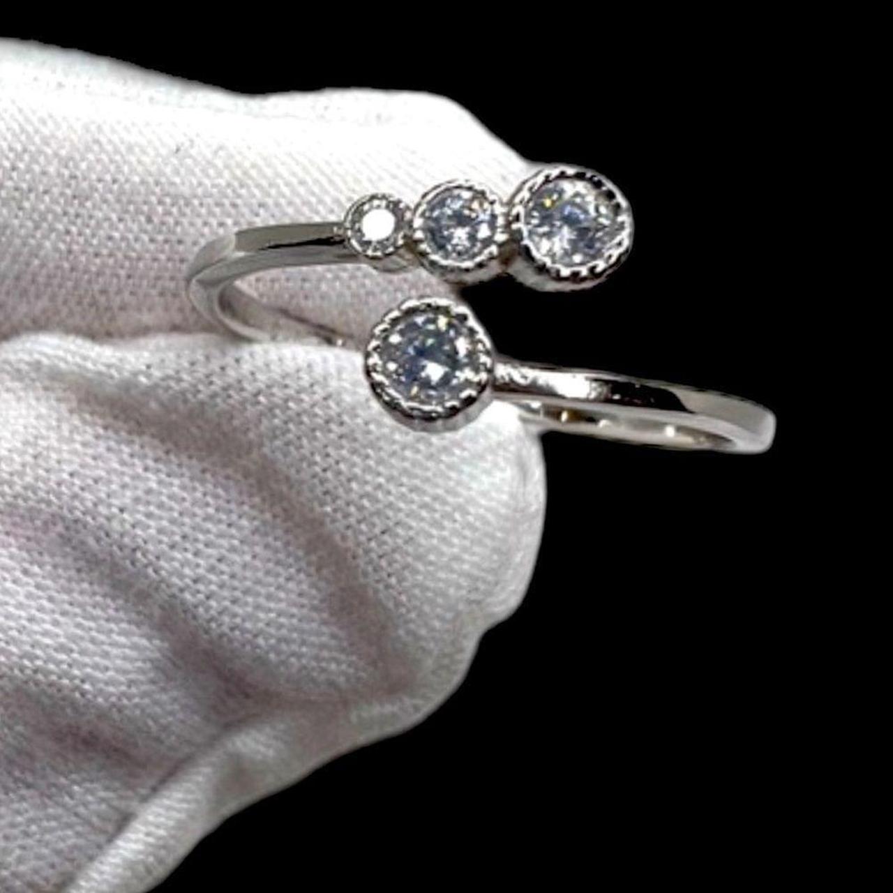 Sterling silver open ended ring with CZ dainty. Very... - Depop