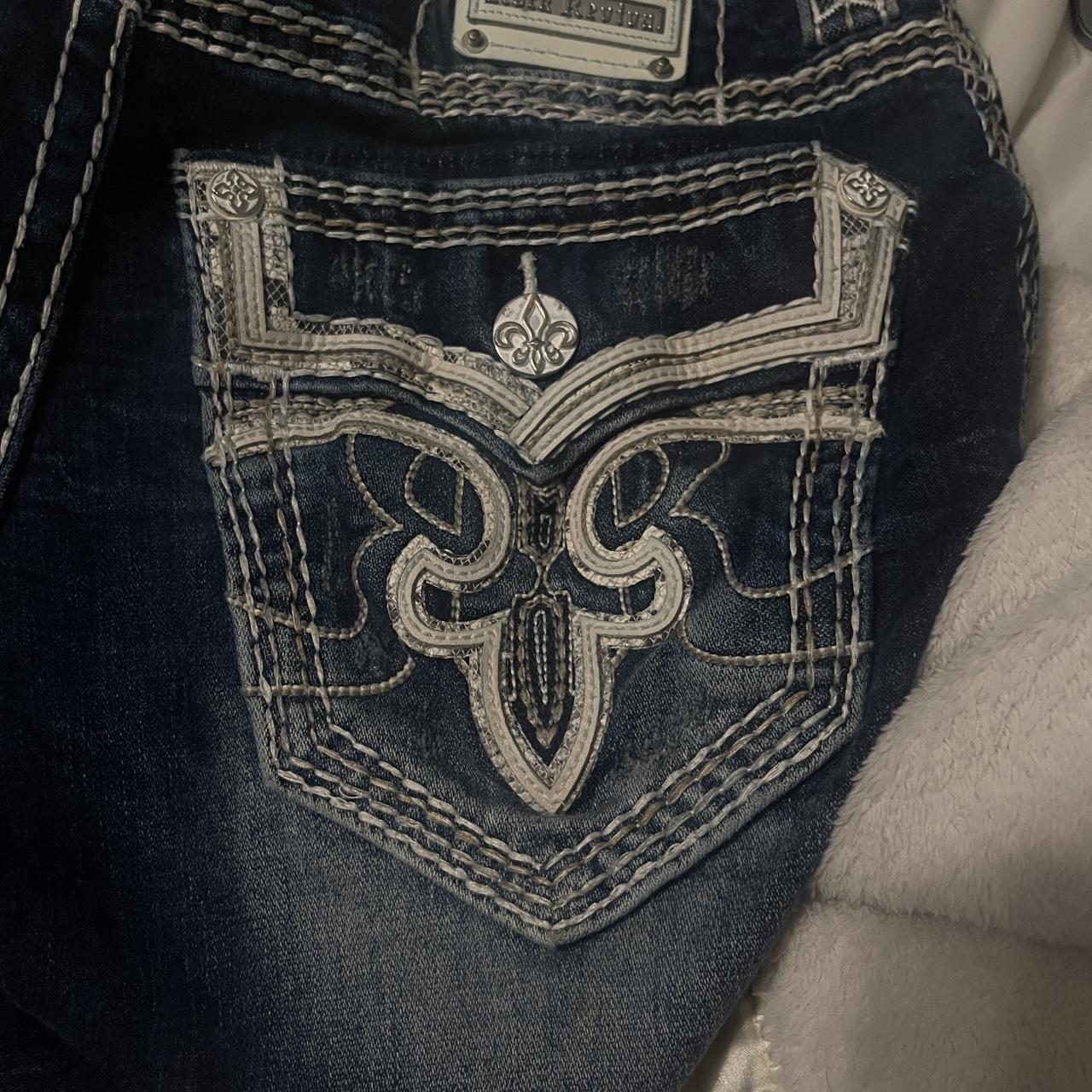 Rock Revival Navy and Blue Jeans. Size 28x28 Men’s.... - Depop