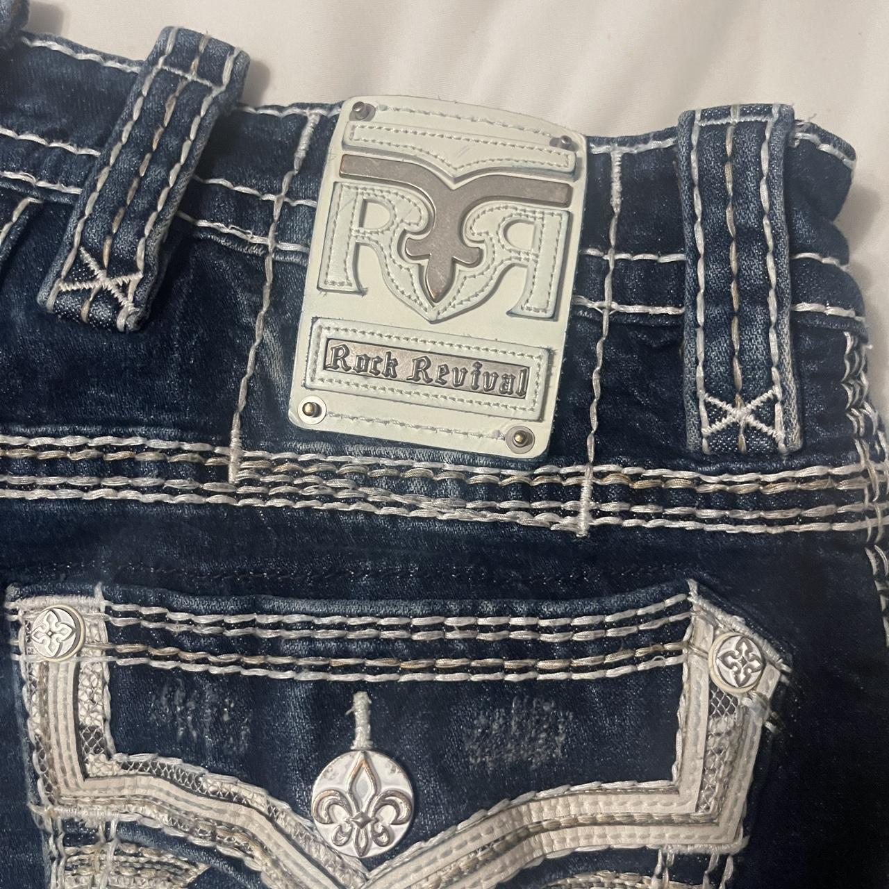 Rock Revival Navy and Blue Jeans. Size 28x28 Men’s.... - Depop