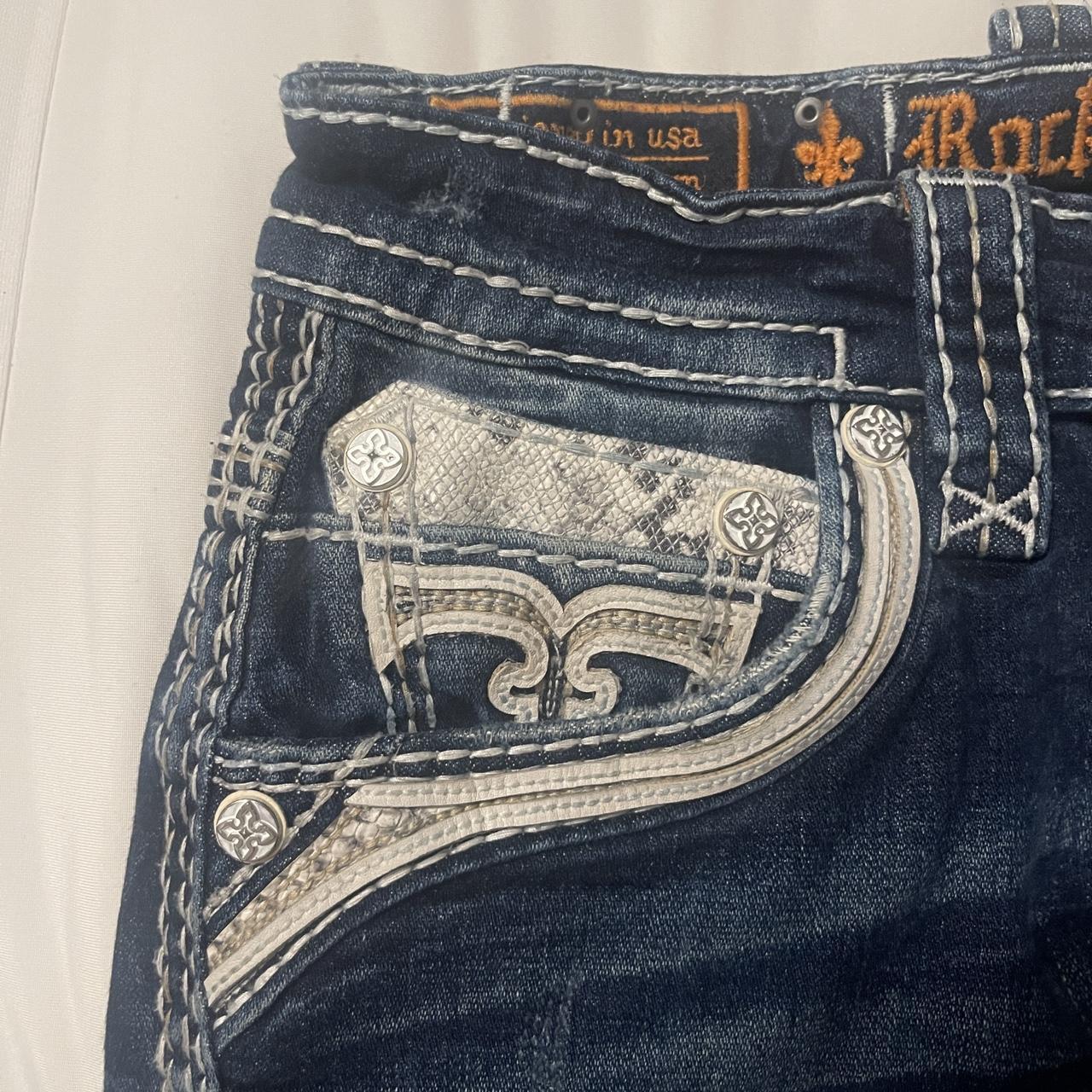 Rock Revival Navy and Blue Jeans. Size 28x28 Men’s.... - Depop