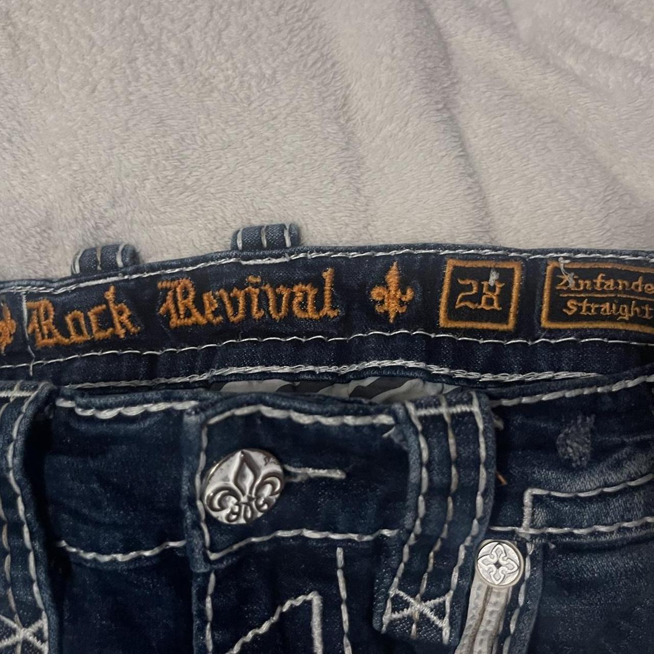 Rock Revival Navy and Blue Jeans. Size 28x28 Men’s.... - Depop