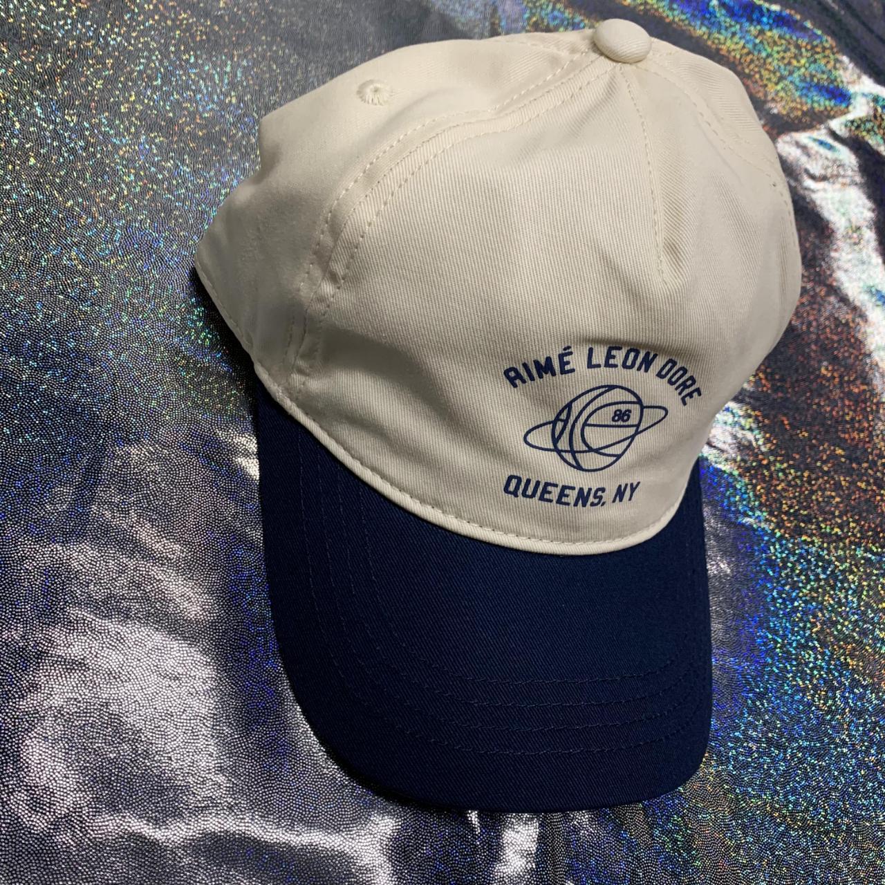 Aime Leon Dore Men's Cream and Navy Hat - Depop