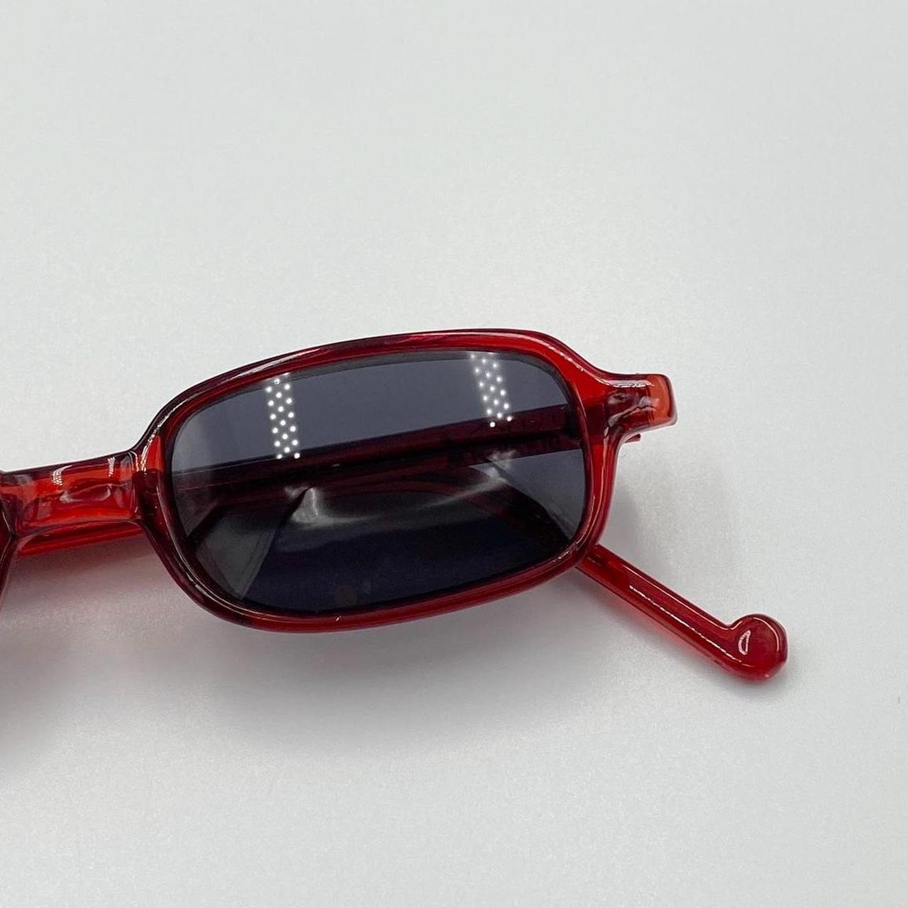 90s retro grunge red rectangle glasses width:... - Depop