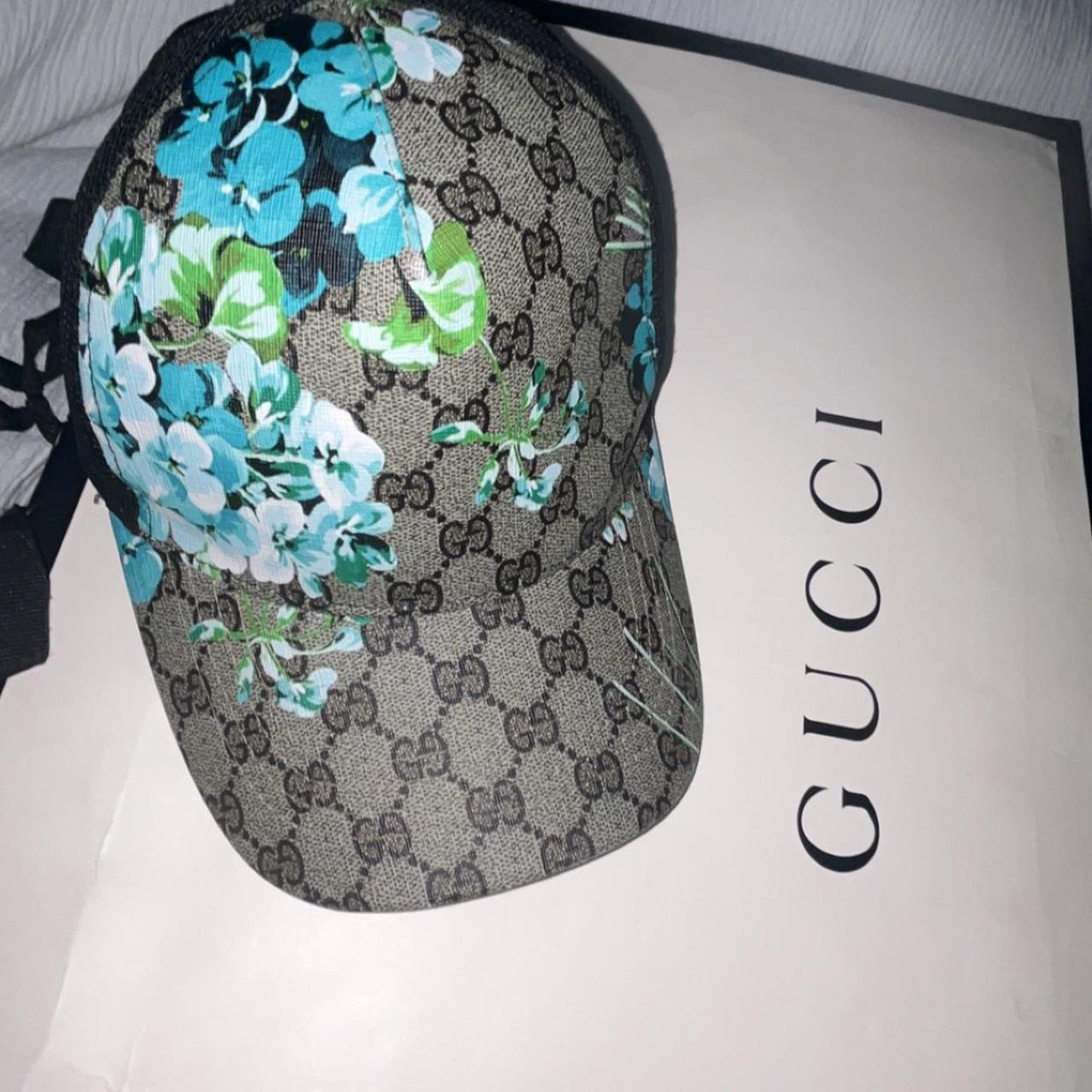 Blue flower Gucci hat barely worn good comdition - Depop