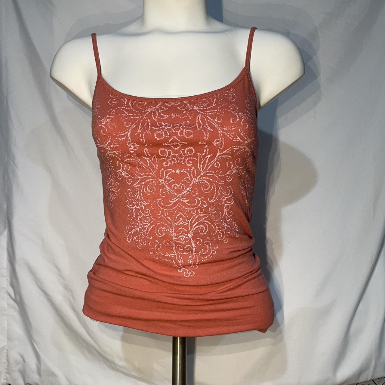 Aeropostale coral cami with a white design Size... | Depop