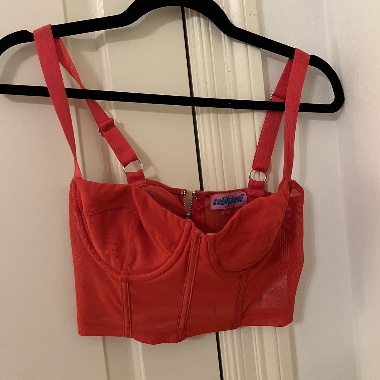 Edikted red crop top Size xs Worn once - Depop