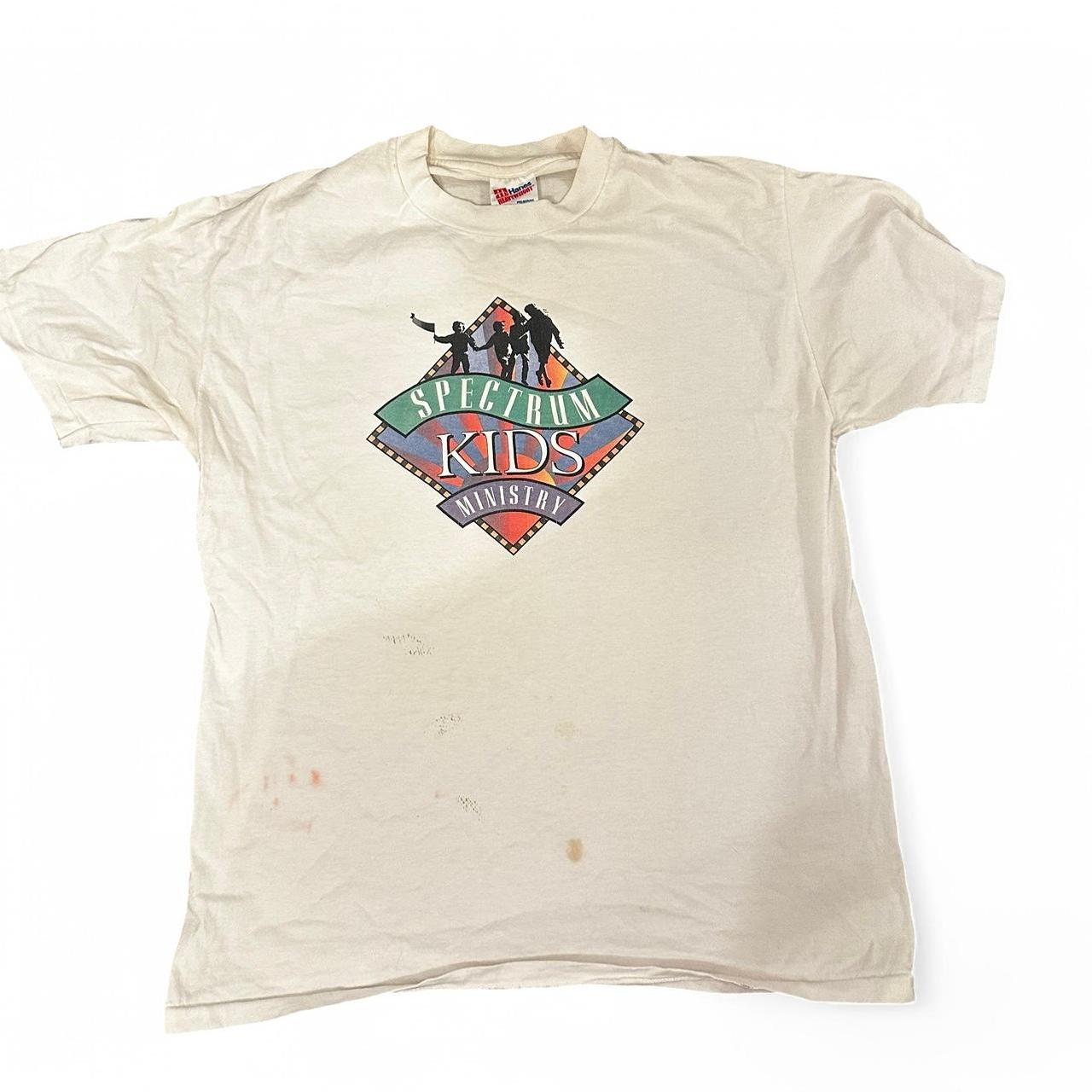 1989 Spectrum Kids vintage white tee Marks seen in... | Depop