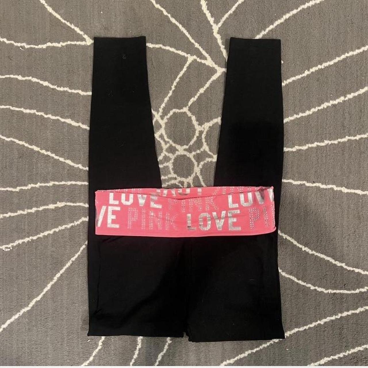 Vs pink fold over pants size Xs Has silver sequins - Depop