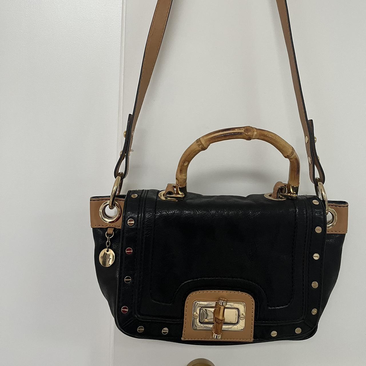 Milly Black & Tan Handbag Bamboo handle and shoulder... - Depop