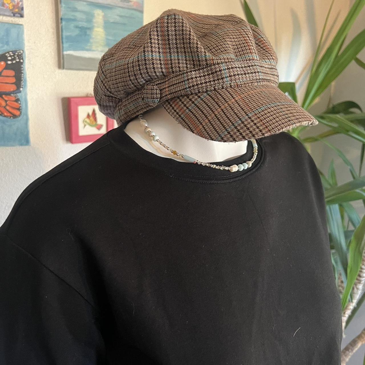 Mudd Brown and tan plaid cap with a vintage feel... - Depop