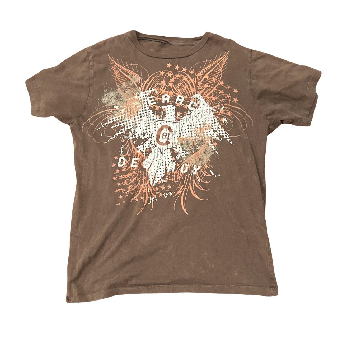 Y2K Search and Destroy brown and orange shirt #y2k... | Depop