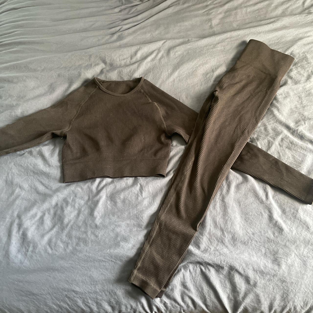 Black 2 Piece Ribbed Set, Active Wear, Size Small/... - Depop