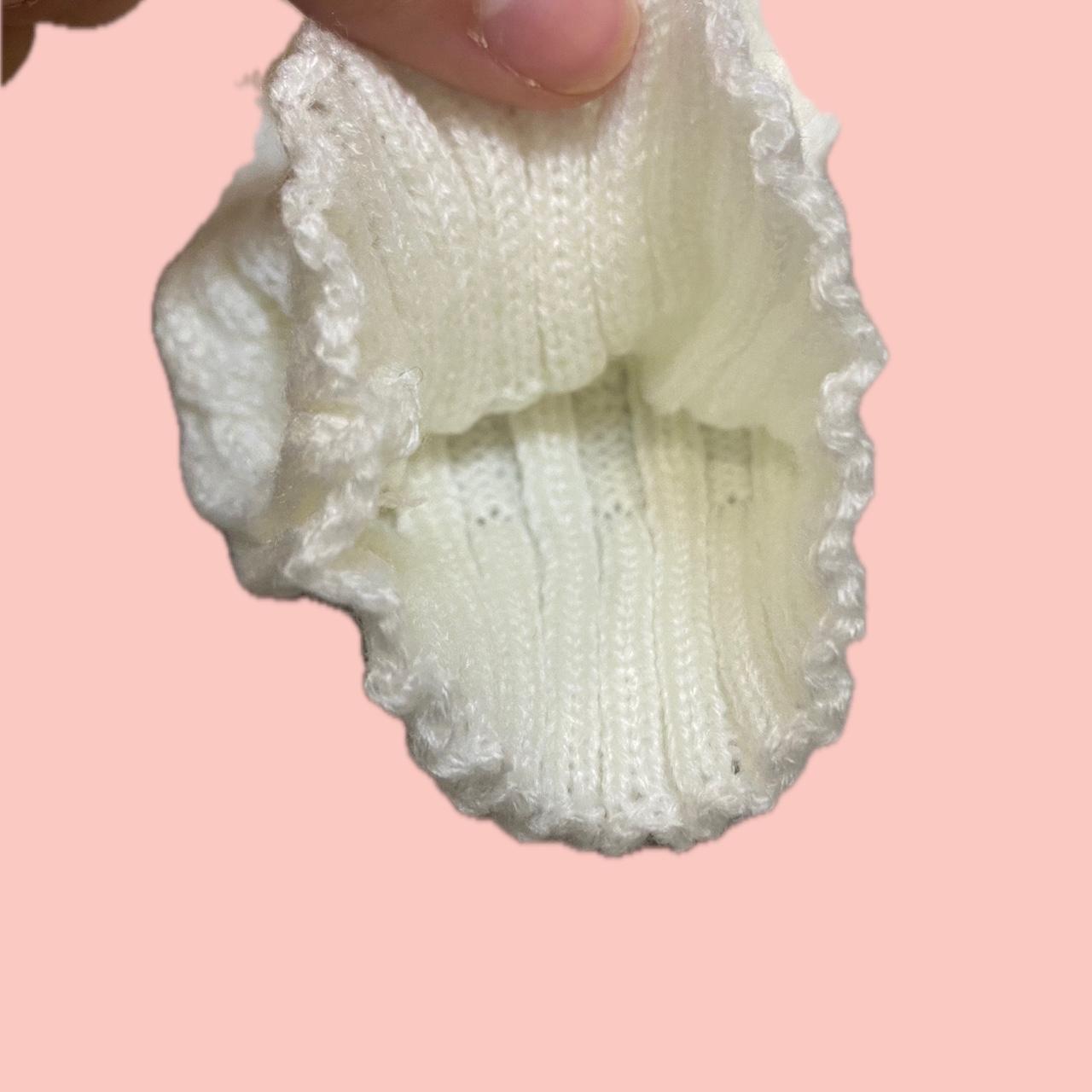 NEVER WORN 2000s white knit leg warmers with pom pom... - Depop