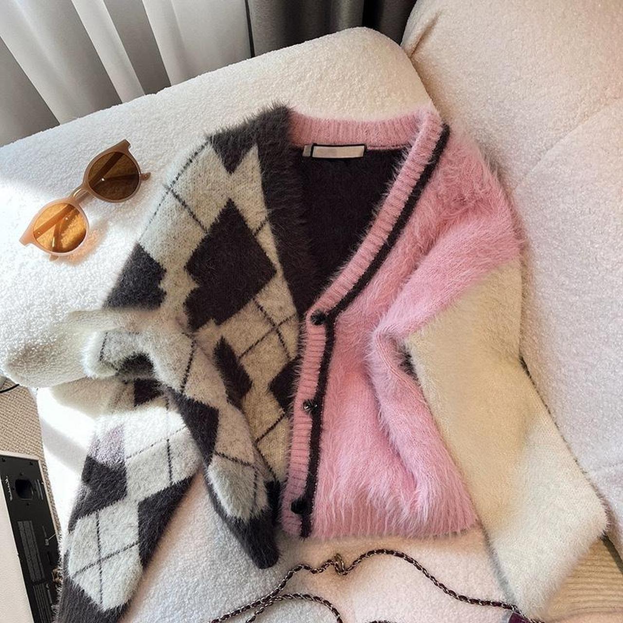 fluffy sweater kpop cute jumper pink blackpink... - Depop