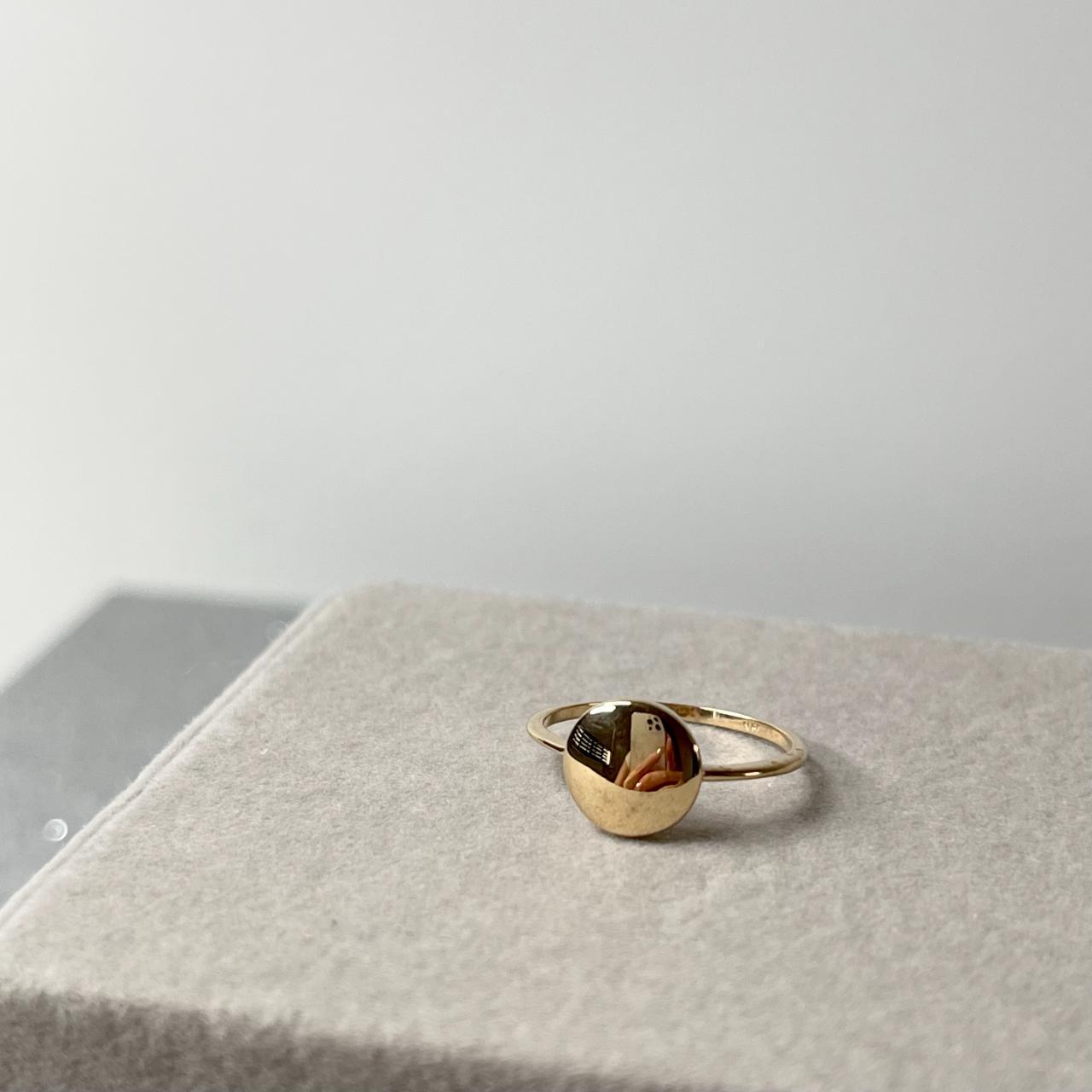 14K Yellow Gold Solid Disc Band Ring Accessory... - Depop