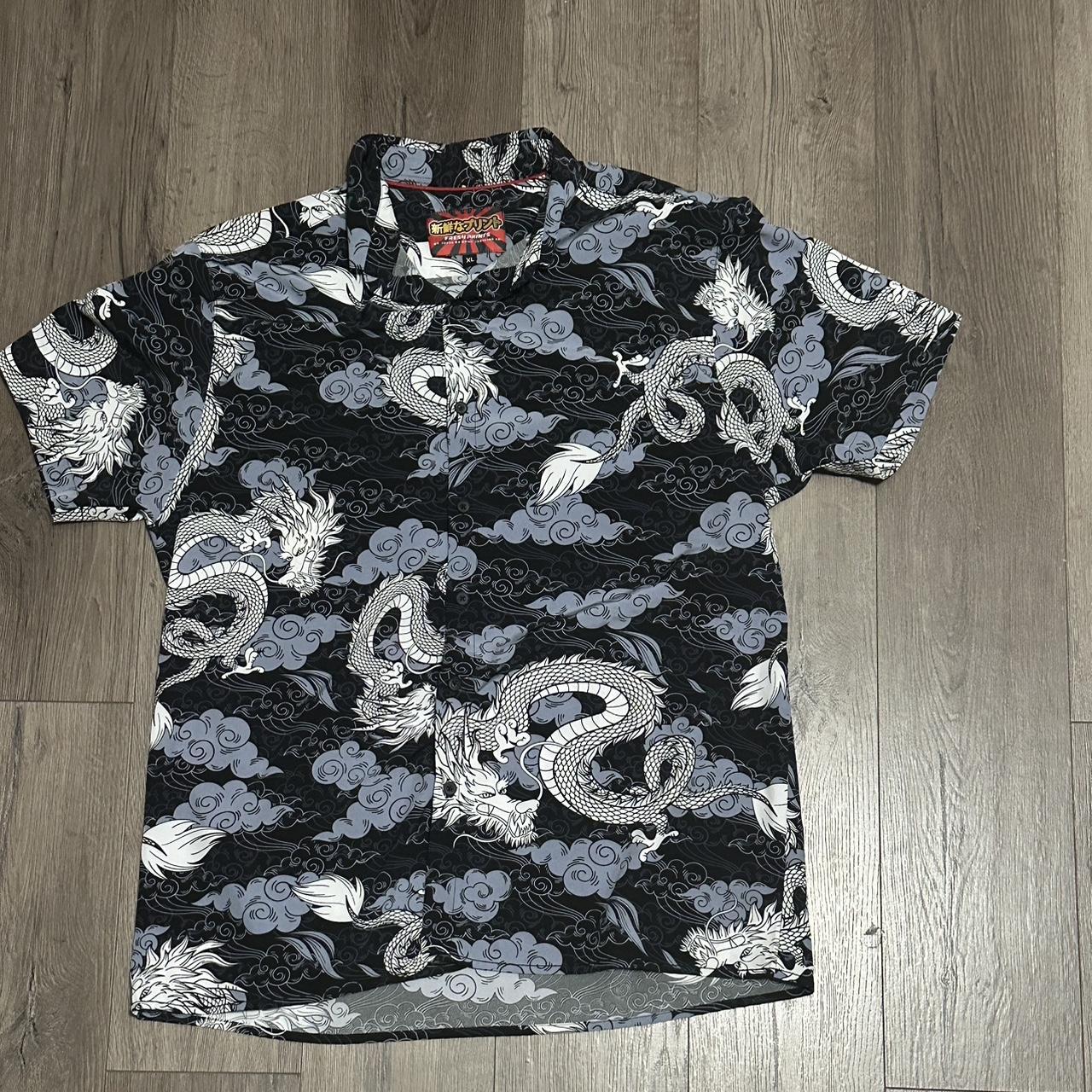Y2K Dragon button up Size (Xtra Large) - Depop