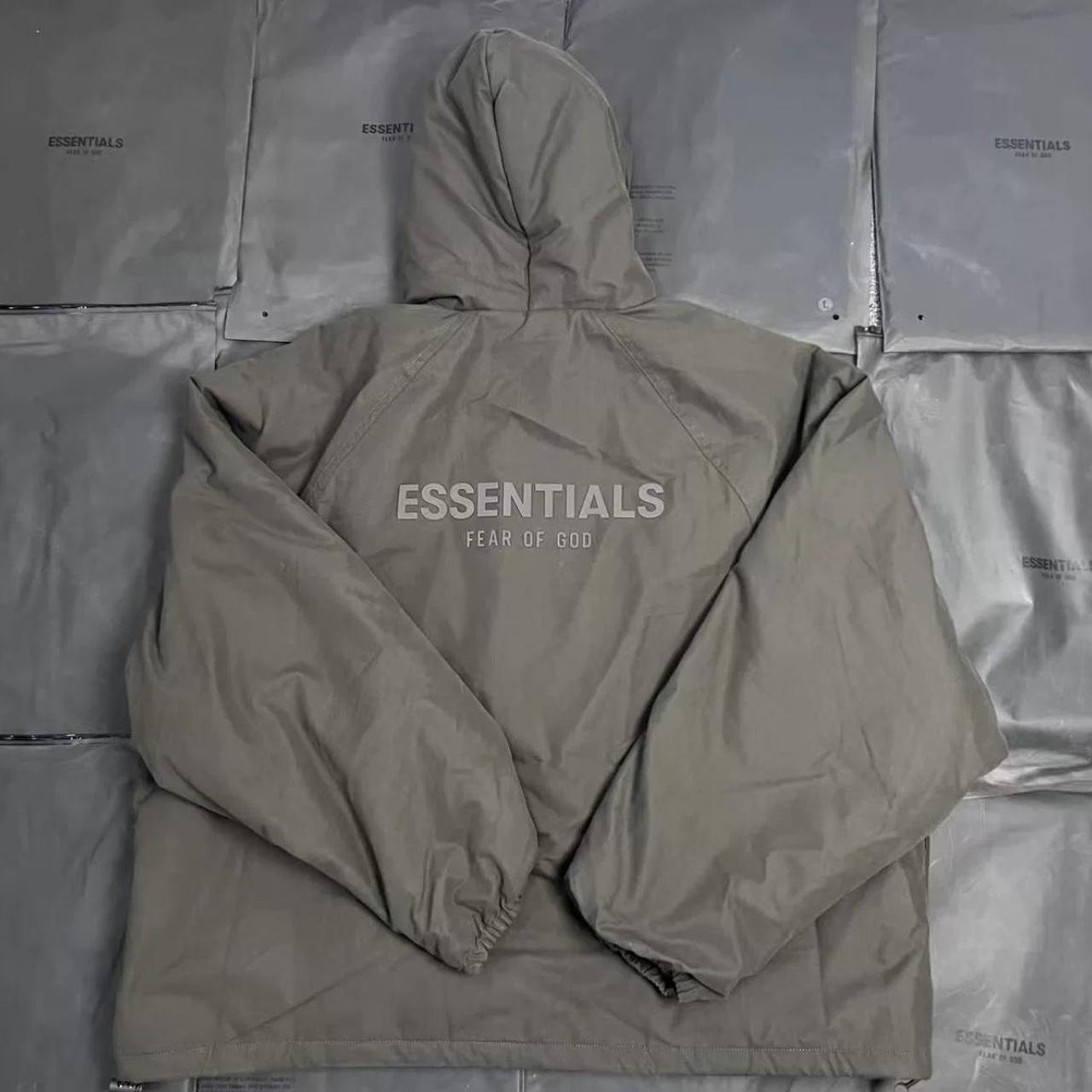 Essentials 23SS Jacket thick winter wear charcoal black - Depop