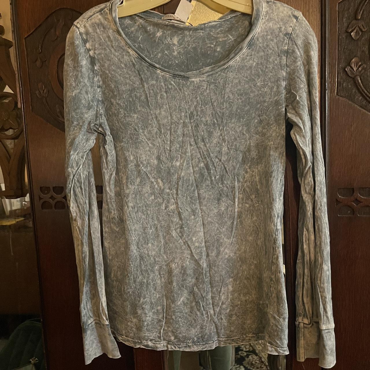 #32- Wear me out grey rhinestone studded top size m - Depop