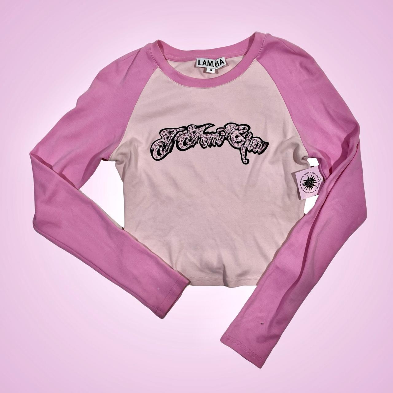 IAMGIA pink Raglan long sleeve baseball top with... | Depop