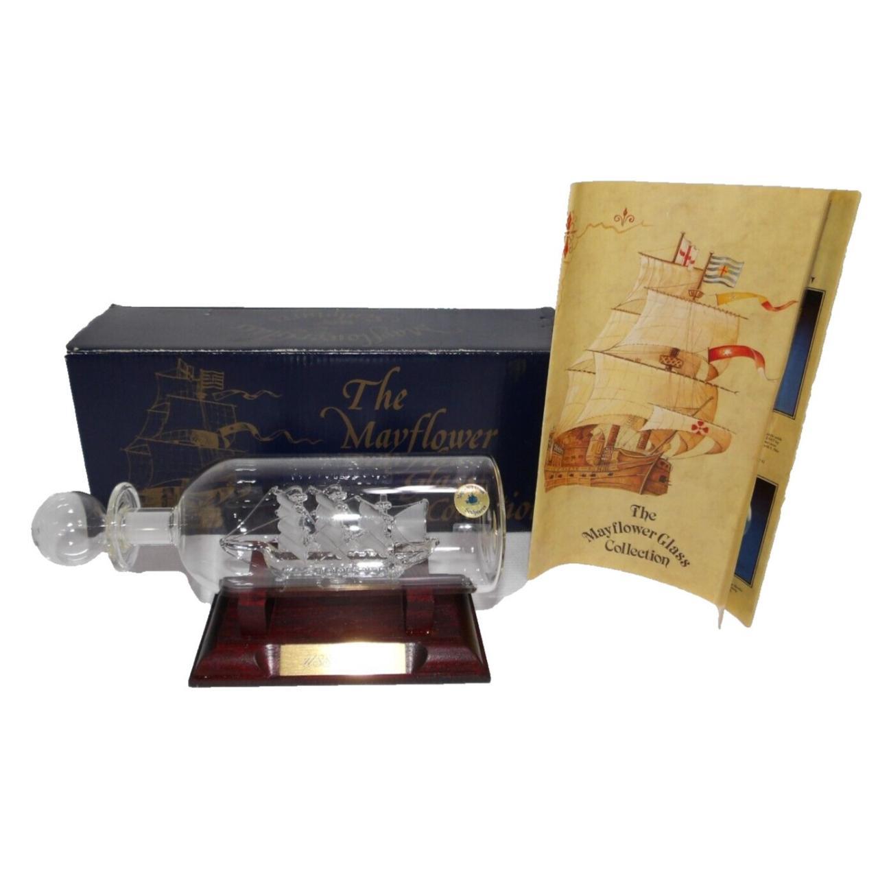 MAYFLOWER GLASS blown glass ship in a bottle USS... - Depop