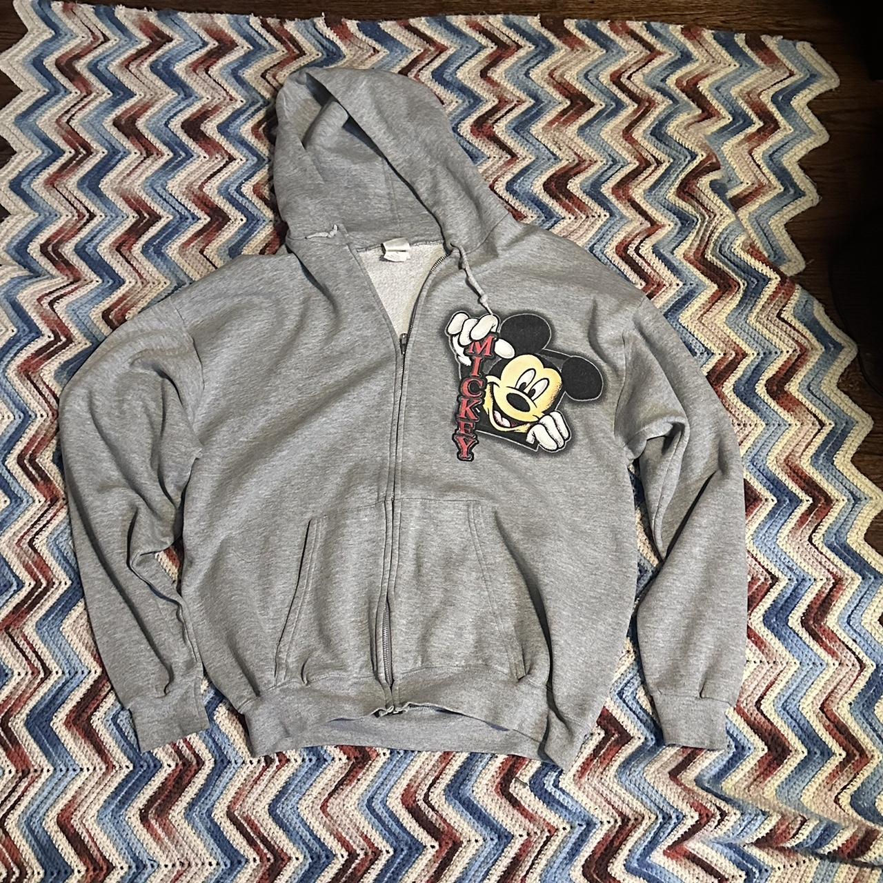 Mickey Mouse grey and white zip up hoodie #disney... - Depop