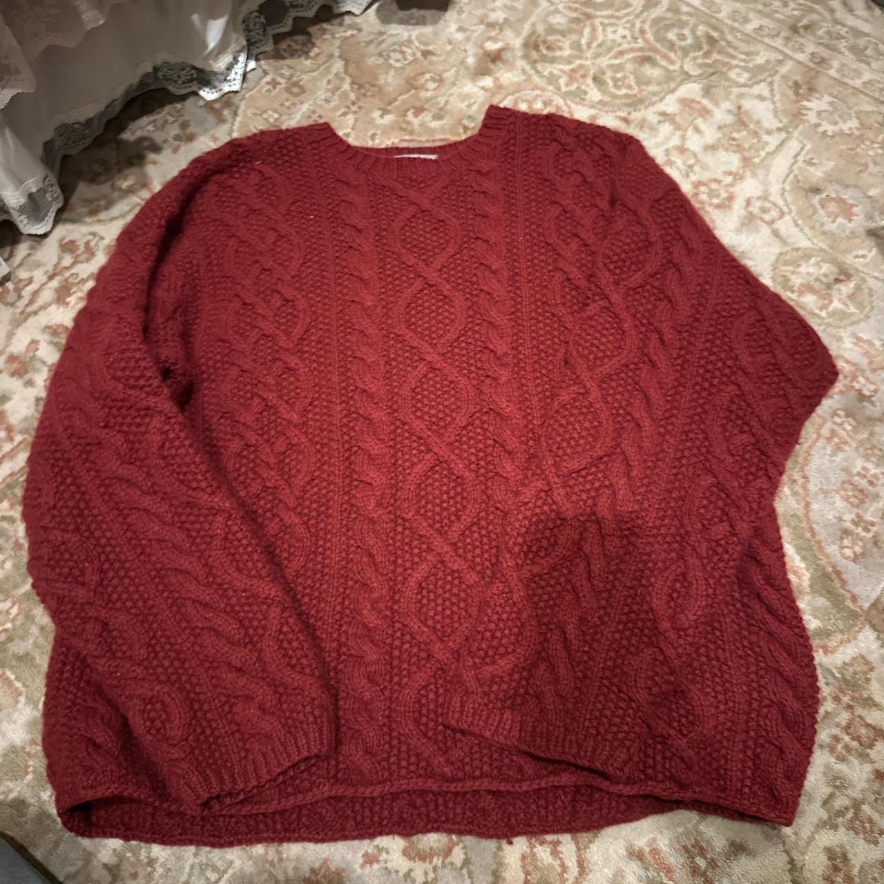J CREW knit by hand deep red sweater Size large but... | Depop