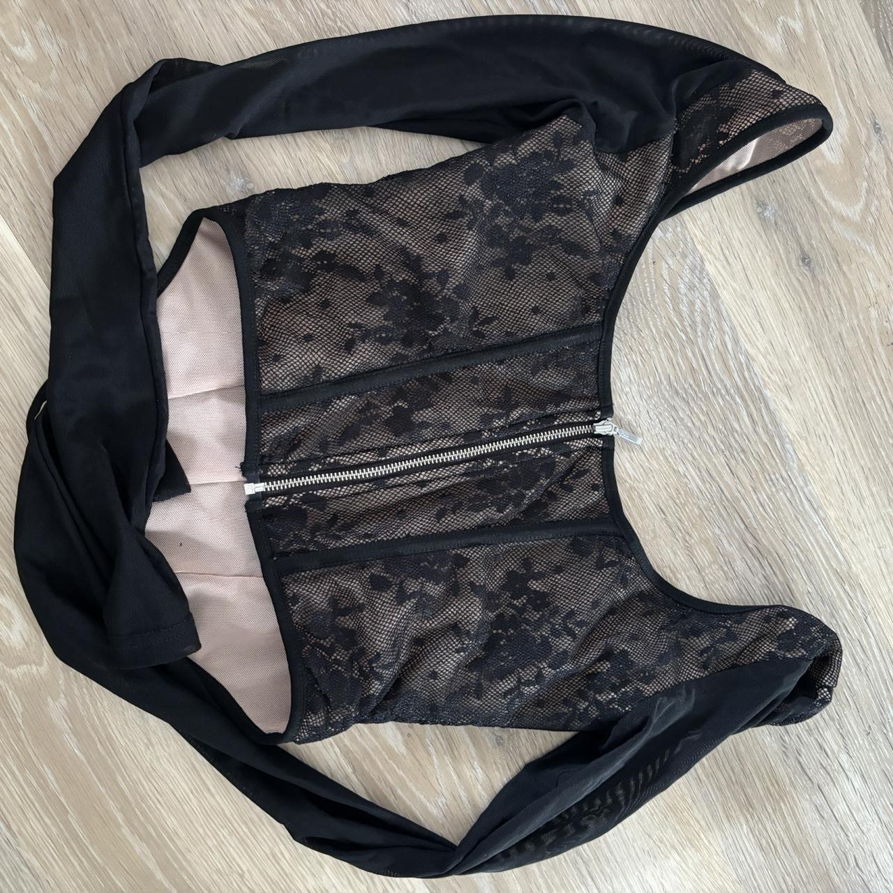 Black lace corset with zip up back #corset from... - Depop