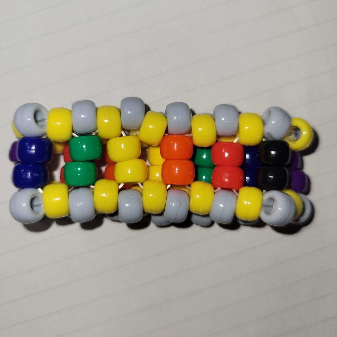 🖤Rainbow + gray and yellow ladder kandi cuff 🖤Ships... - Depop