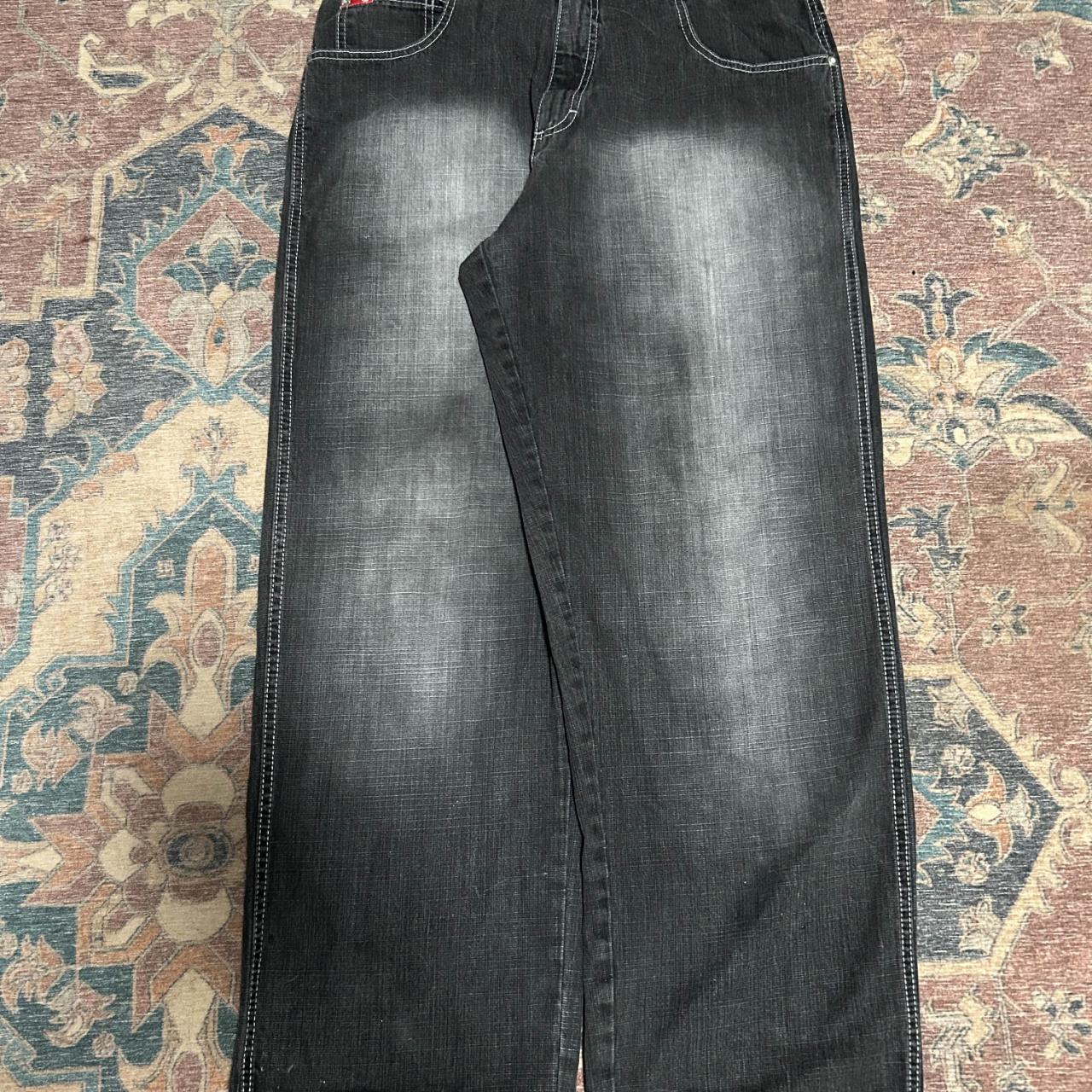 Insane red tab black and grey faded wide leg... | Depop