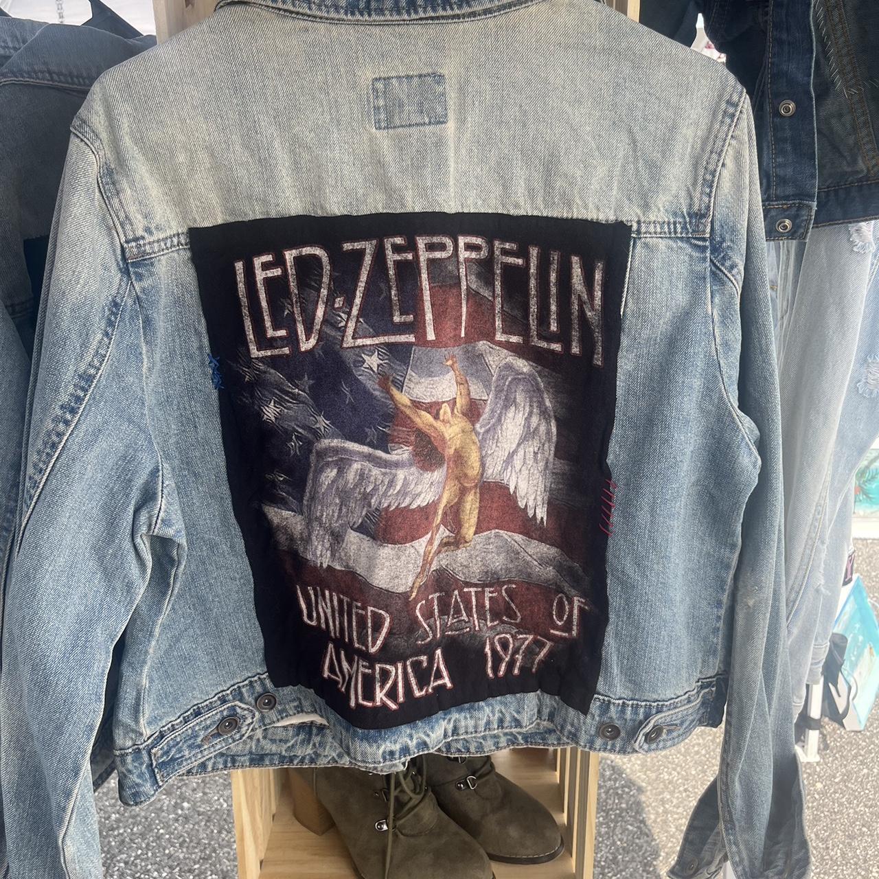 Xlarge led zeppelin custom denim jacket Perfect for... - Depop
