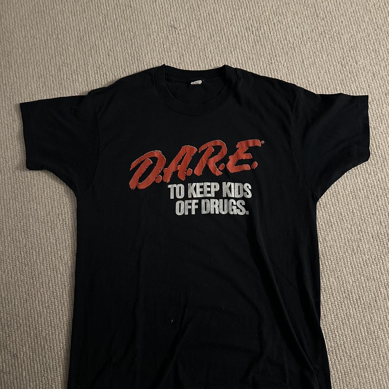 Vintage DARE to keep kids of drugs tee Small hole... - Depop