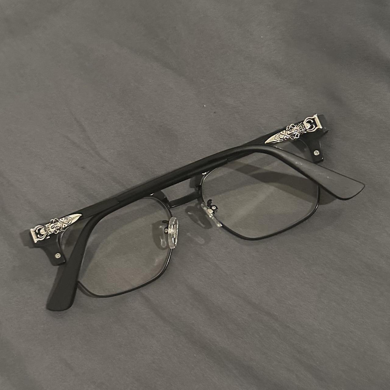 Dagger Detailed Glasses matte black frame Chrome... - Depop
