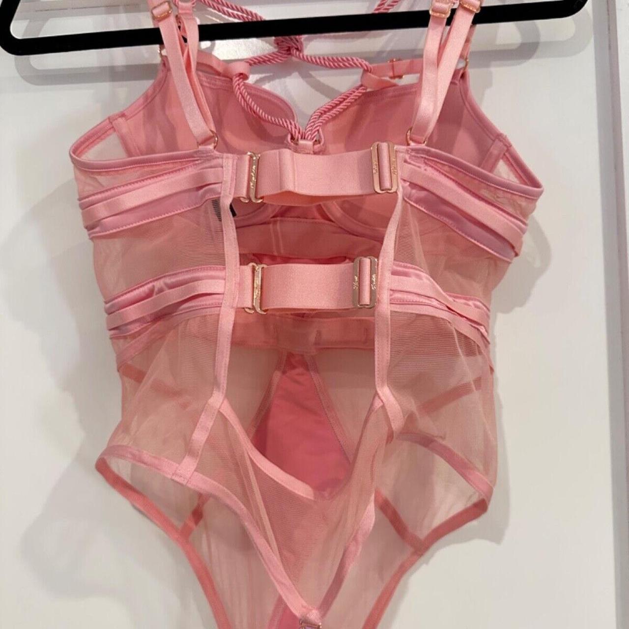 Honey Birdette ‘Shibari’ Pink mesh bodysuit with... - Depop
