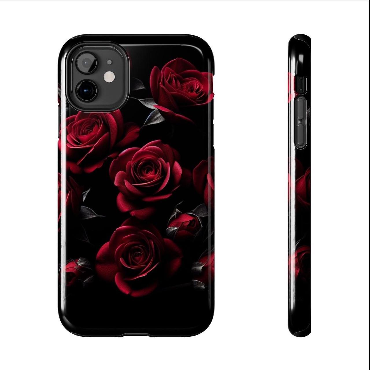 Black and red rose phone case Have all Iphone &... | Depop