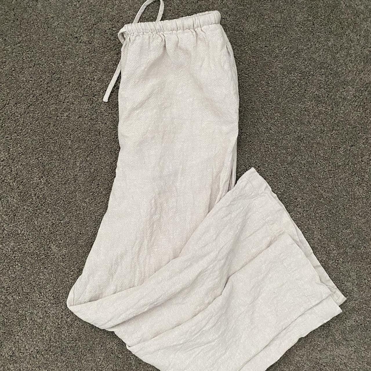 GLASSONS LINEN PANTS wide leg linen with drawstring... - Depop