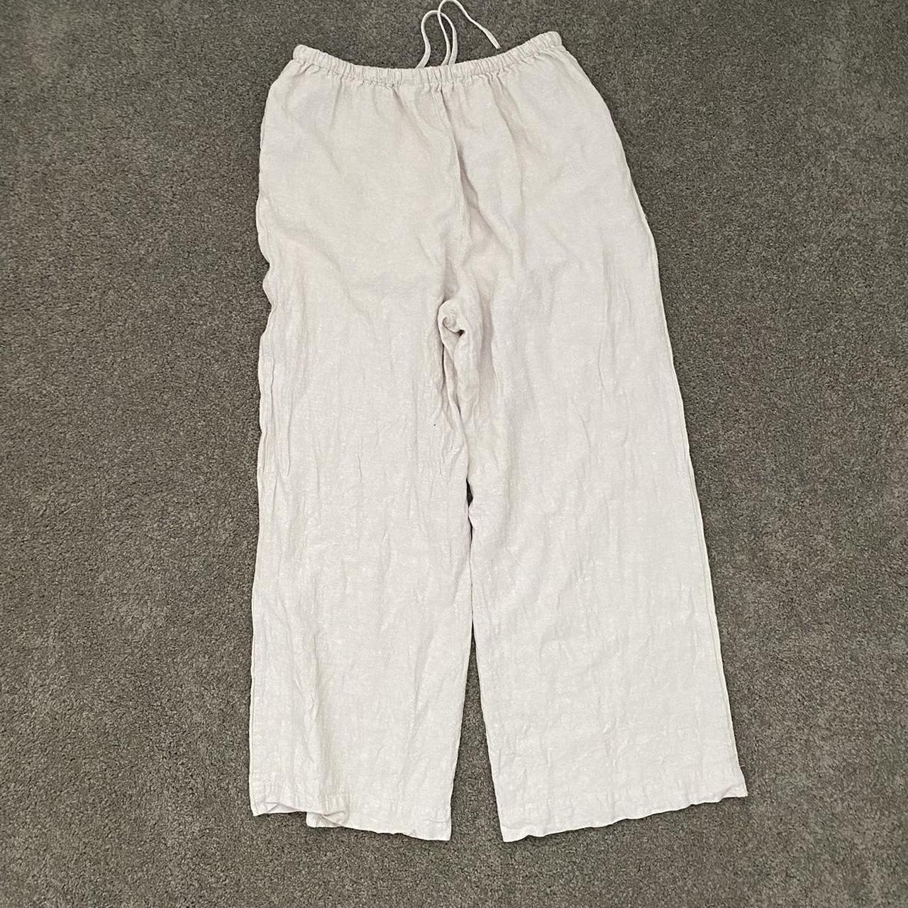 GLASSONS LINEN PANTS wide leg linen with drawstring... - Depop